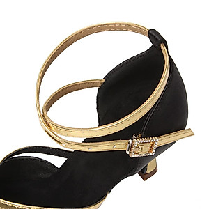 ROGMUJEN Women Girls Latin Ballroom Dance Shoes Tango Soulier Salsa Femme Party Dress Dance Shoes,2.95Inch HeelBlack,6.5US