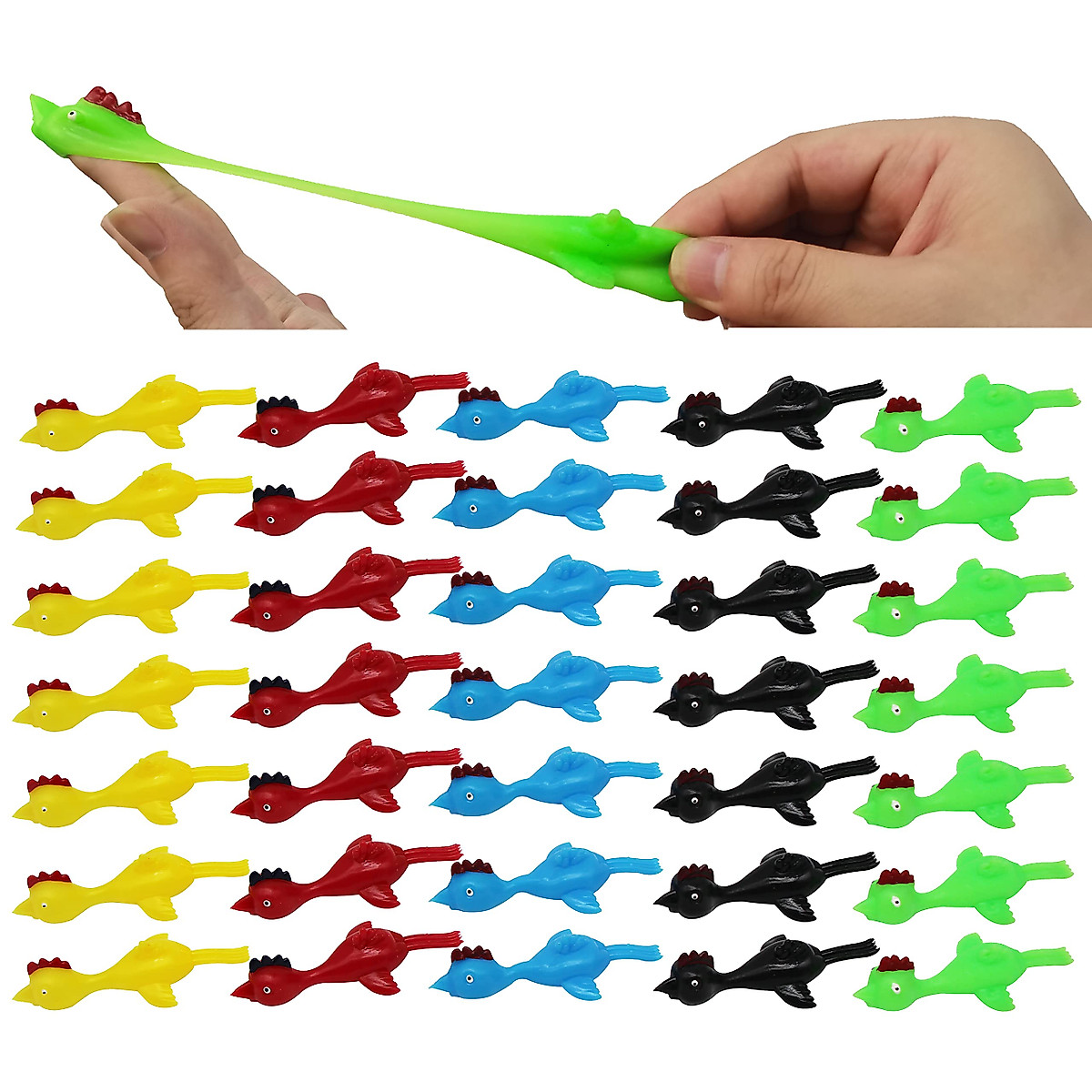 Bulk 100 Classroom Party Pack Chicken Finger Flingers - Multi Colored Assortment