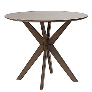 Giantex 36" Round Wood Dining Table, Farmhouse Kitchen Table w/Intersecting Pedestal Base & Solid Wood Legs, Vintage Coffee Table for Small Spaces, Brown