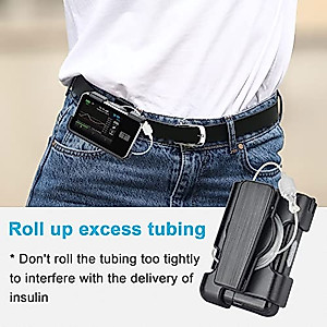 (Upgrade) iGuerburn tSlim X2 Pump Case with 360°Rotating Clip, Tandem tSlim Pump Holder Spool Up Excess Tubing, t Slim G4 Pump Accessories t:Holster Smooth Edges Won't Peel Off Screen Cover(Black)