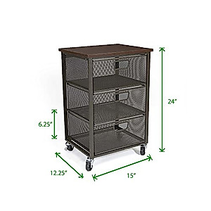 Mind Reader Rolling Storage Cart with 3 Drawers, File Storage Cart, Utility Cart, Office Cart Drawer Storage, Bathroom Storage