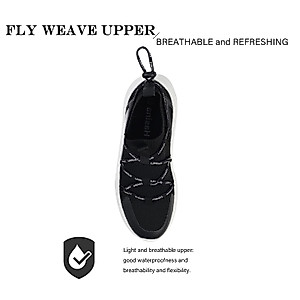 Hasina Women's Running Shoes Slip On Tennis Walking Sneakers Lightweight Breathable Mesh Upper Workout Casual Sports Shoes （White/Black,8.5）