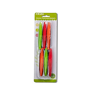 NTVKID 3.25 Inch Swiss Classic Paring Knives with Straight Edge, Spear Point Color Paring knife set of 6,red/green/blue