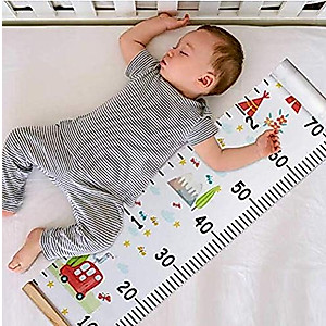 Airror Baby Growth Height Chart, Child Height Ruler, Canvas and Wood Composed of Removable Wall Ruler, Wall Decor (Cartoon Patterns)