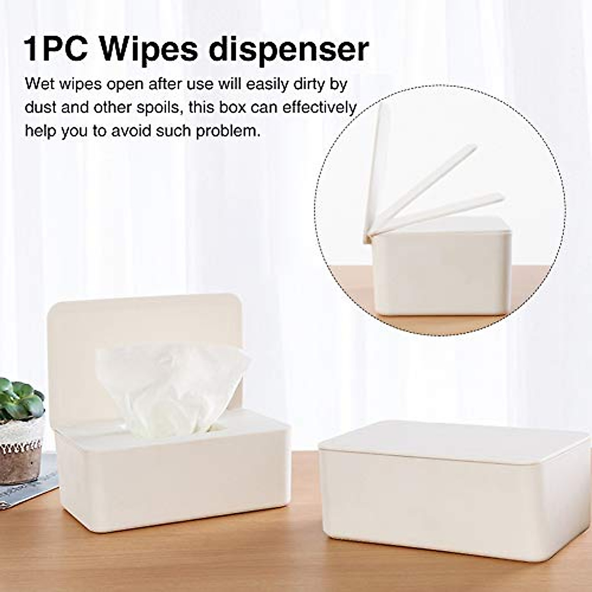 Lingtoolator Dispenser, Wet Wipes Storage Box Dustproof Tissue Box Case with Lid for Keeps Diaper Wipes Fresh, Easy Open Close Wipe Container(White)