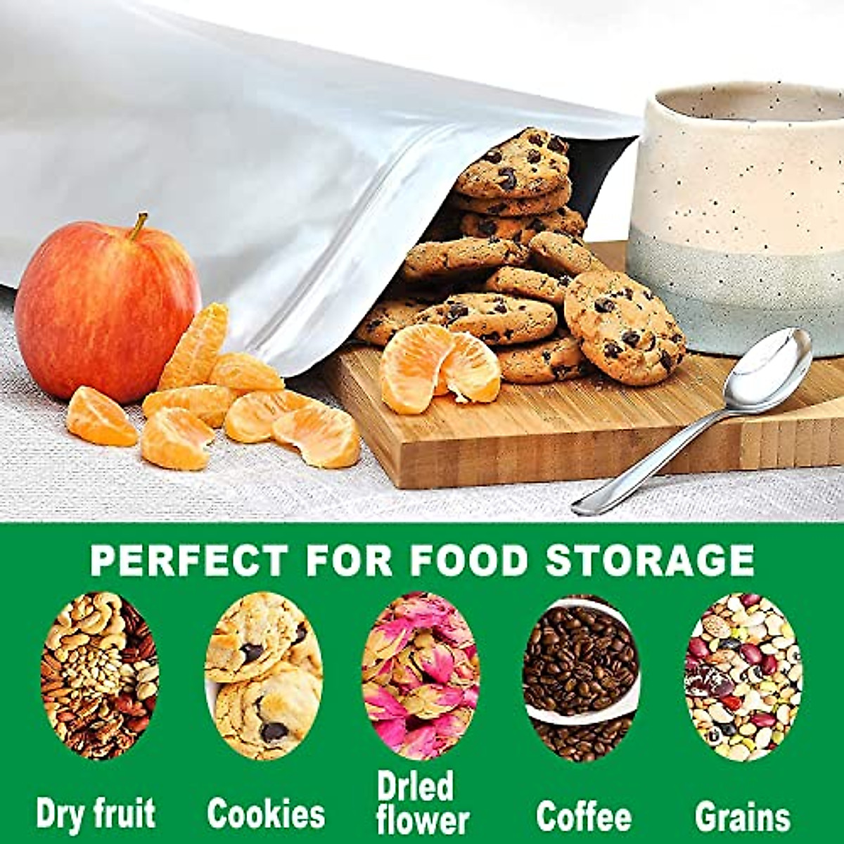 30pcs Mylar Bags for Food Storage - Extra Thick 14 Mil - 1 Gallon Ziplock Resealable Mylar Bags - Bolsas Mylar con absorbentes - Mylar Bag 1 Gallon