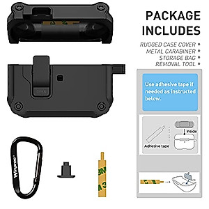 Winproo Airpods Pro 2nd Generation/1st Generation Case Cover with Automatic Lock, Hard Shell Full-Body Shockproof Protective Airpods Pro Case with Keychain for Men Women (Black)