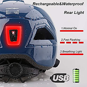 Bike Helmet Women, Shinmax Bicycle Helmet Men with USB Charging Light&Portable Backpack Adjustable Size for Urban Commuter Cycling Helmet Bc-177