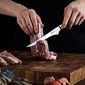 KYOKU 6.5 Inch Boning Knife - Daimyo Series - Butcher Knife with Ergonomic Rosewood Handle, and Mosaic Pin - Japanese 440C Stainless Steel Kitchen Knife with Sheath & Case