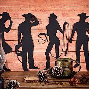 Boao 16 Pieces Cowboy Silhouettes Cowboy Cutouts Western Theme Party Decorations Photo Booth for Wild West Theme Birthday Baby Shower Cowboy Party Retro Parties Supplies