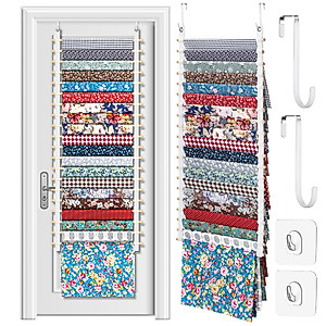 Anglechic Hanging Fabric Storage Organizer Over The Door 20-Shelf Fabric Organizer Wall Mount Fabric Display Sewing Quilting Fabric Collection with 4 Hooks for Folding and Storing Fabric (Large)