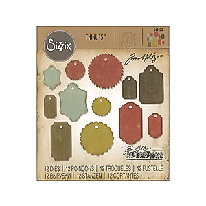Sizzix Thinlits Dies by Tim Holtz 12/Pkg-Gift Tags, Multicolor