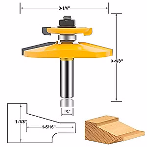 LEATBUY 3 PCS Router Bit Set 1/2-Inch Shank, Round Over Raised Panel Cabinet Door Ogee Rail and Stile Router Bits, Woodworking Wood Cutter, Carbide CNC Router(1/2-Double)