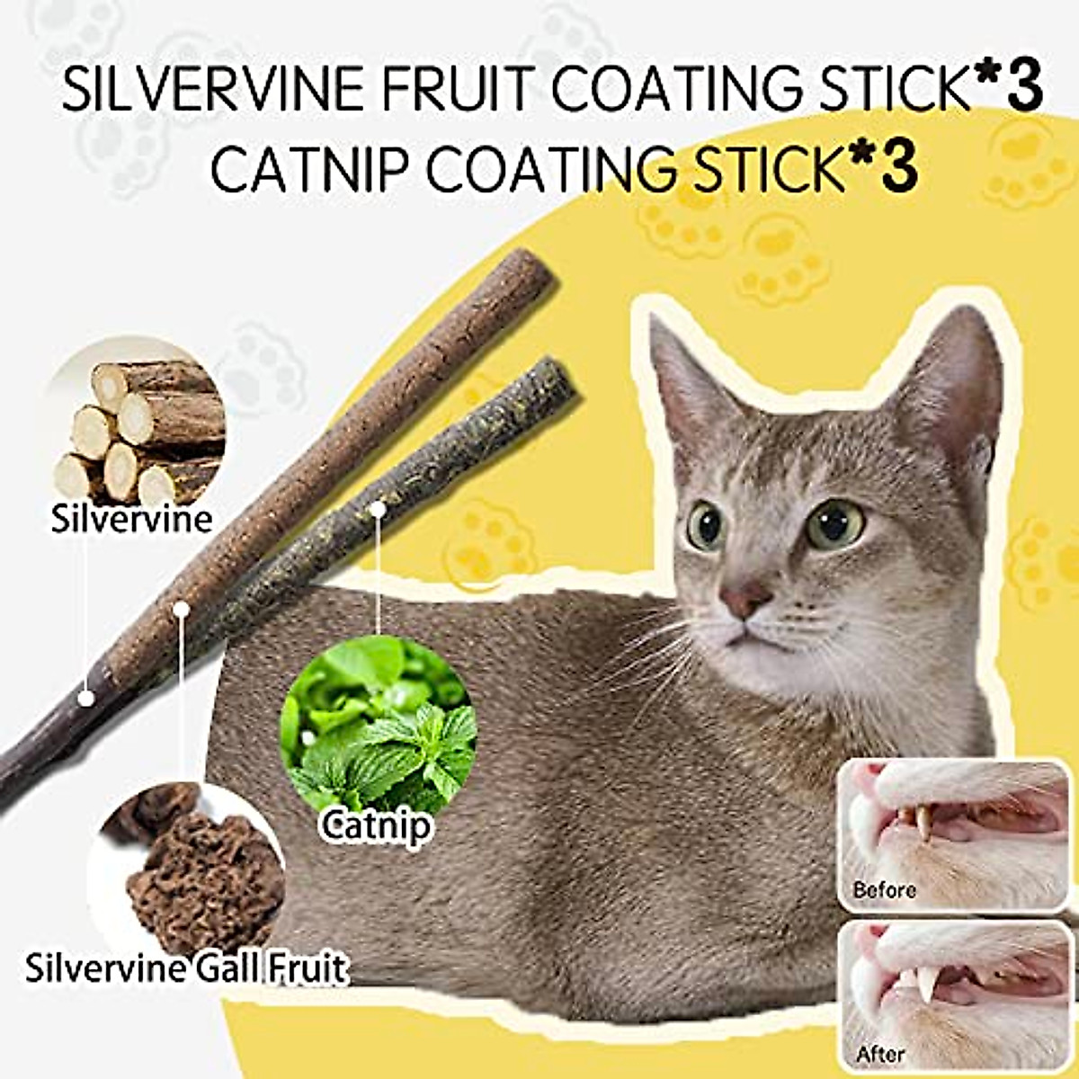 olloiig 12pcs Interactive Cat Toys Set, Squeaky Crinkle Catnip Cat Toy Pack, SliverVine Catnip Sticks and Catnip Wall Balls for Dental Health, Plush Chew Toy for Kitten Cat Gift…