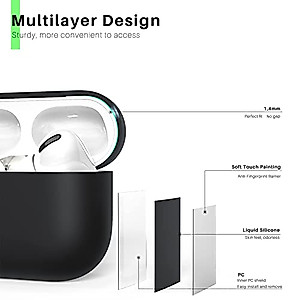 ORNARTO iPhone Accessories Bundle | Shockproof iPhone 13 Mini Case & AirPods Pro Case[Front LED Visible] - Black