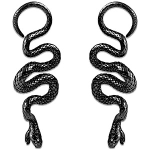 Atomhole 2 PCS Ears Gauges Fashion Snake Hanger Ear Weights for Stretched Ear Plugs Body Piercing Tunnels 316 Stainless Steel Hypoallergenic Body Jewelry (6mm(2G), Black)