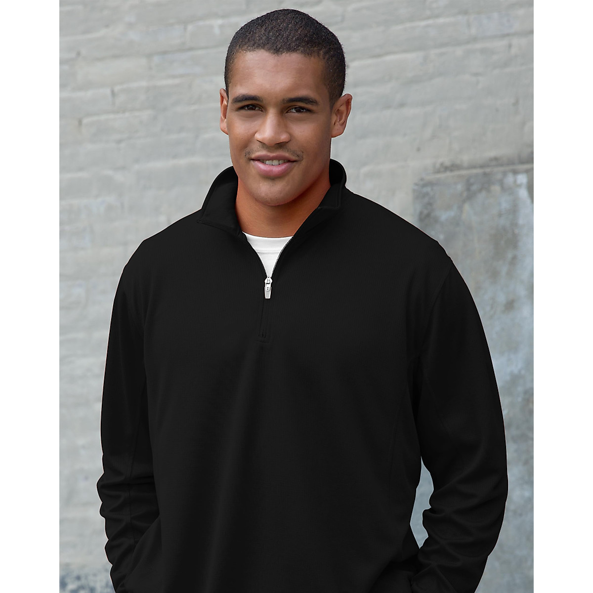 Vantage Apparel Men's Collegiate Micro Mesh Performance Black 1/4 Zip Pullover, Florida Atlantic Owls, Large