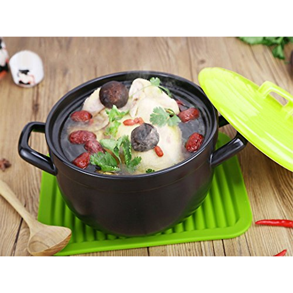 dealcase 9"X12" Environmental Silicone Mats, Premium Quality Insulated Flexible Durable Non Slip Coasters Hot Pads Hot Dishes, Pots Pans - Waterproof Trivet mat, Tableware Pad, Hygienic Safety, Black