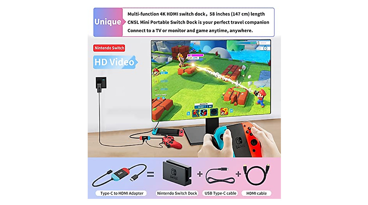 Portable Mini Switch Dock for Nintendo - Travel Friendly