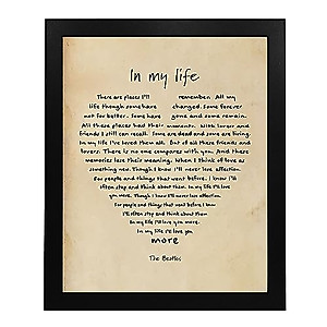 The Beatles - In My Life | Unique Word Art Music Decor Wall Art, This Ready to Frame Music Wall Art Poster Print is Good For Music Room, Office, Studio, And Man Cave Room Decor, Unframed - 8 * 10”