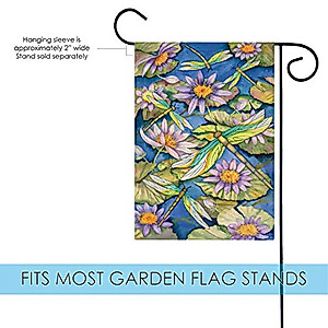 Toland Home Garden 110007 Waterlilies & Dragonflies Dragonfly Flag 12x18 Inch Double Sided for Outdoor Flower House Yard Decoration