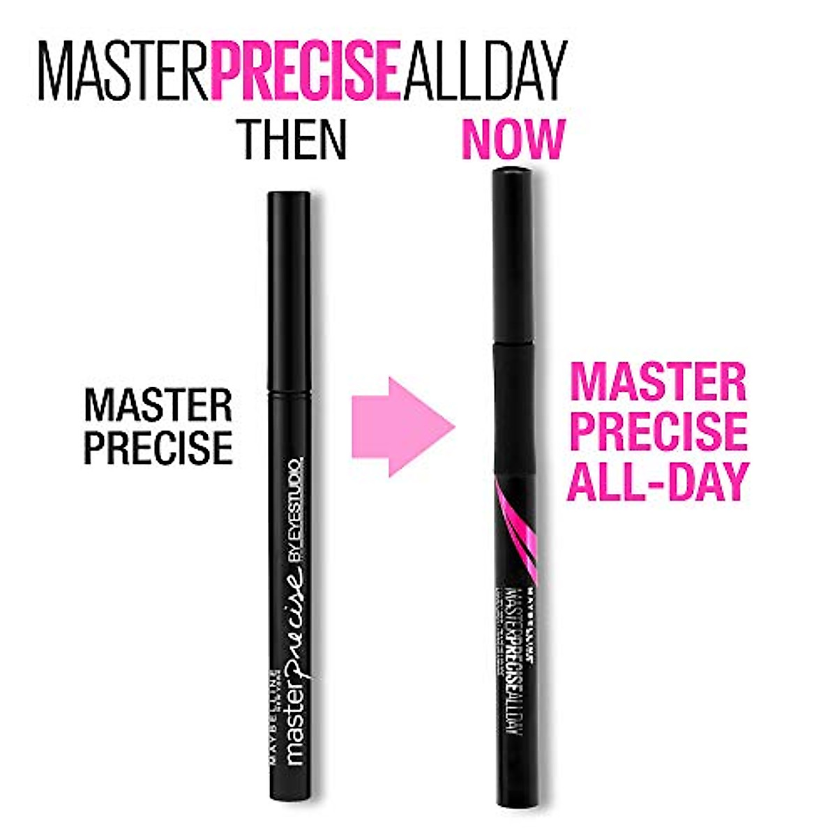 Maybelline Eyestudio Master Precise All Day Waterproof Liquid Eyeliner, Black, 2 Count