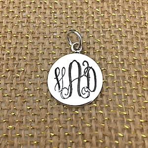 LGU Sterling Silver Polished Personalized Engravable Circle Round Disc Charm Pendant (18 Millimeters)