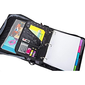 Case-it The Dual Zipper Binder - 2 Inch D-Rings- Includes 5-color Tab Expanding File Folder - 800 Page Capacity - [Pink]