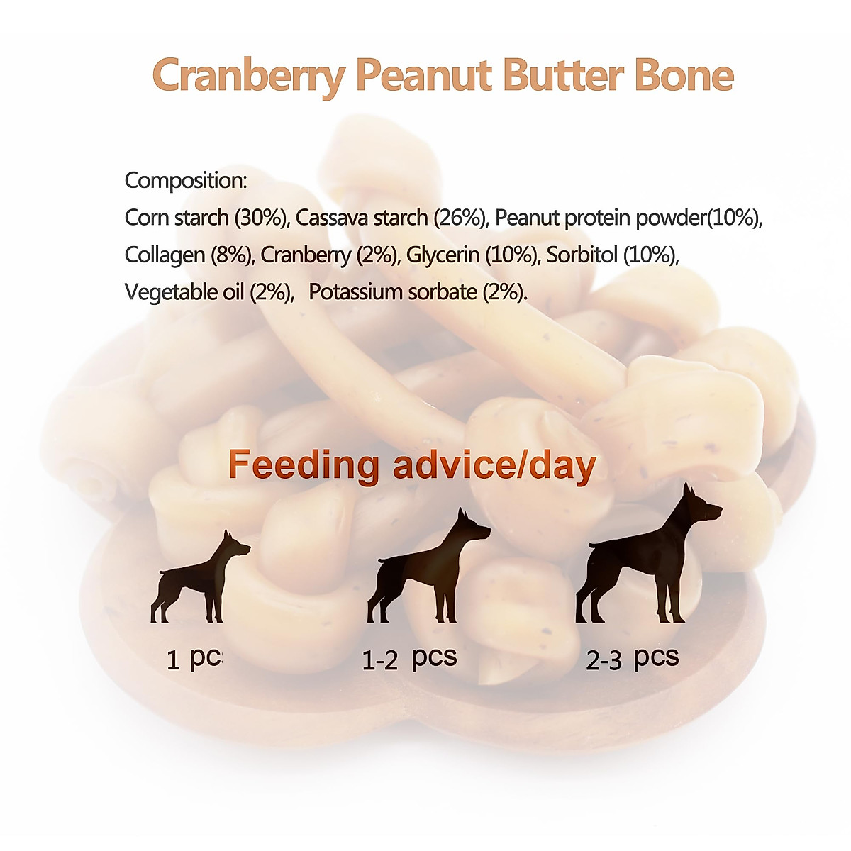 Pawant Dog Bones Long Lasting Rawhide Free Dog Chews Cranberry Taste 2.5" 1lb