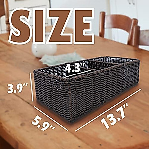 myHomeBody Wicker Basket With 3 Compartments | Woven Baskets for Organizing | Storage Basket, Toilet Tank Basket | Bathroom Counter Organizer, Bedroom Organization | Rustic Brown, 1pc