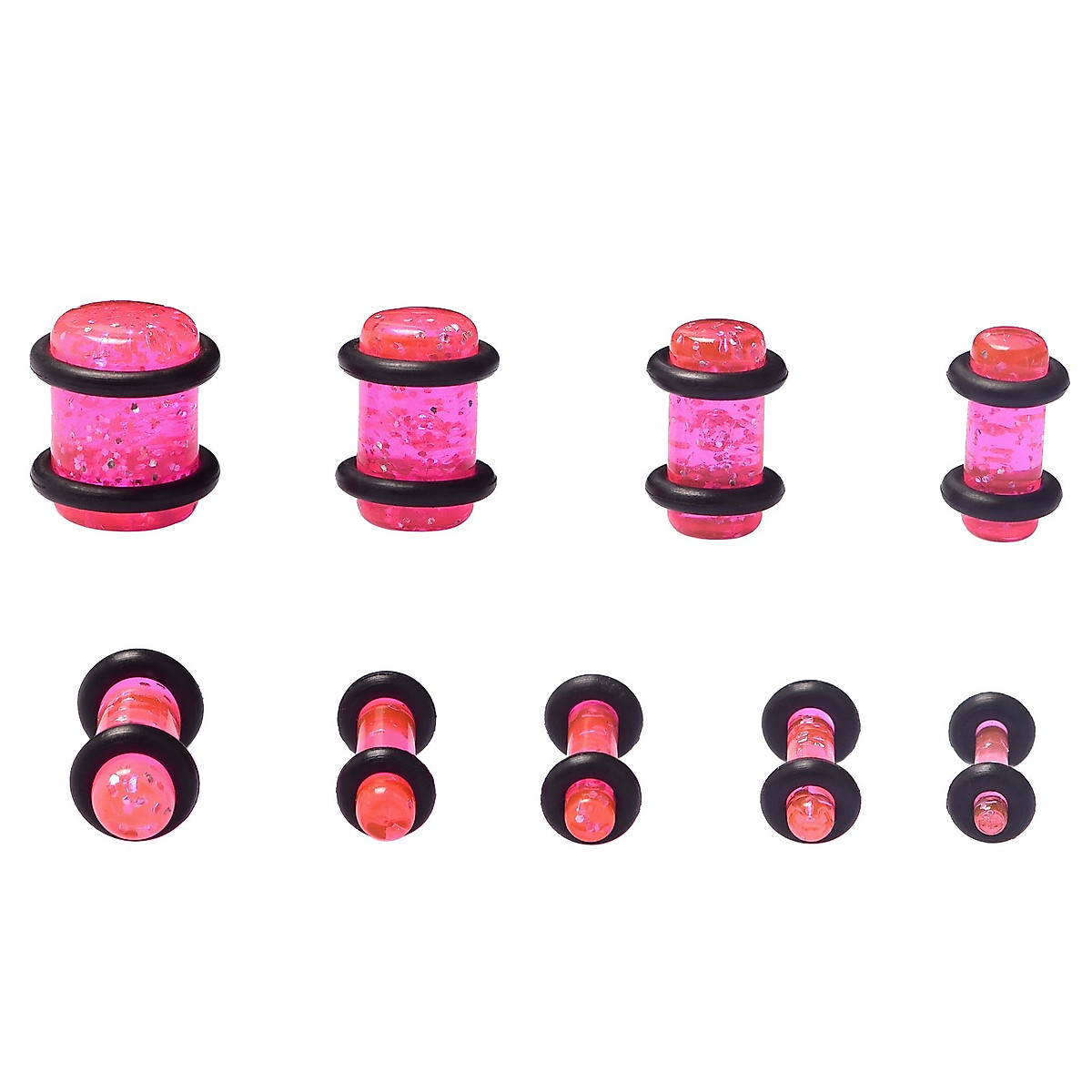 Oyaface 54PC Gauges Kit Ear Stretching 14G-00G Acrylic Spiral Tapers Plugs Body Piercing Set Pink