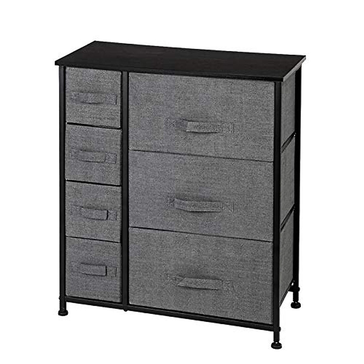Kcelarec Drawer Dresser Storage Organizer 7-Drawer Closet Shelves, Sturdy Steel Frame Wood Top with Easy Pull Fabric Bins for Clothing, Blankets (Grey)
