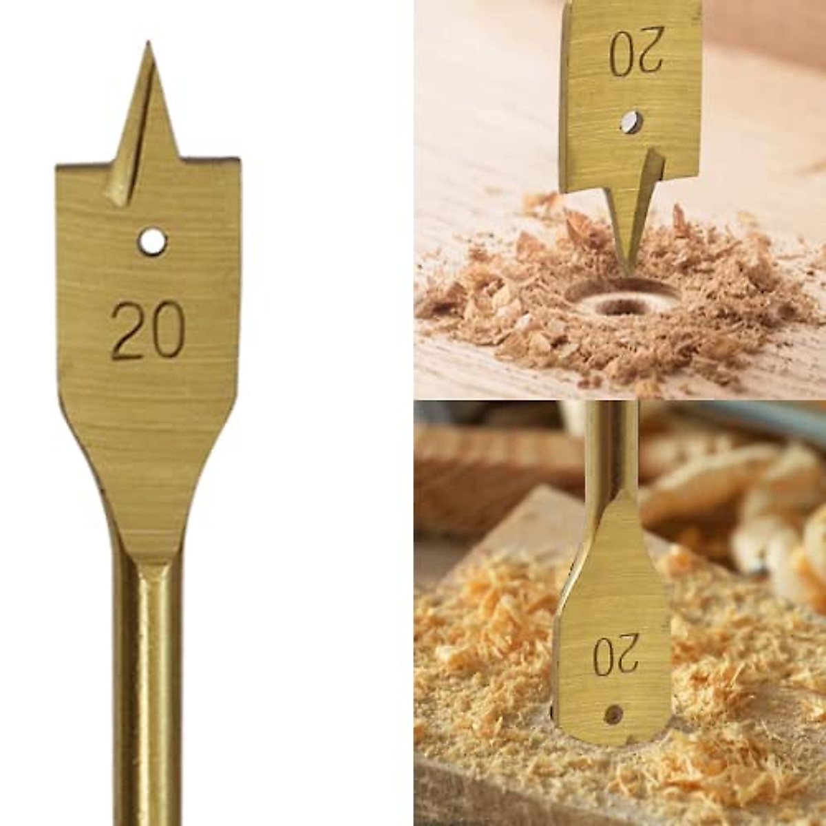 Spade Drill Bit Set, 6 Pieces Paddle Flat Bits for Woodworking, Carbon Steel with Titanium Coating, Quick Change Shank, Hole Cutter, 10mm 12mm 16mm 18mm 20mm 25mm