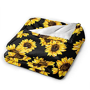 BLUBLU Sunflower Flannel Fleece Bed Blanket Throw Blanket Lightweight Cozy Plush Blanket for Bedroom Living Rooms Sofa Couch 50"x40"