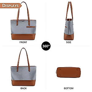 LOVEVOOK Womens Purses Satchel Handbags Shoulder Hobo Tote Bag Top Handle Crossbody 3pcs Purse Set Stripes Style