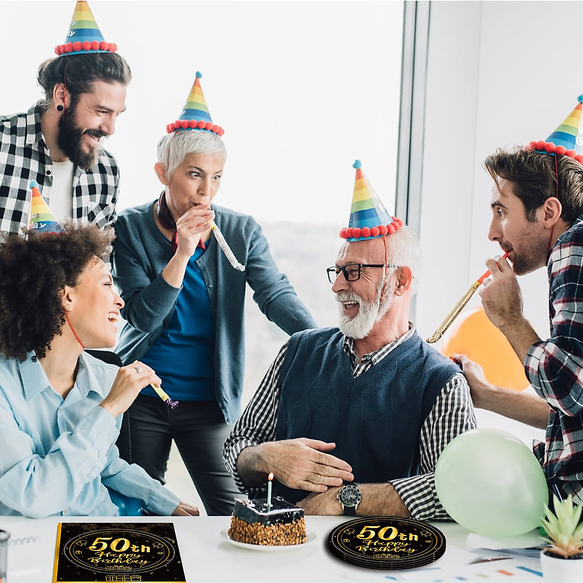 KHAIVI 50th Birthday Decorations Men Women-20 Dessert Plates and 20 Napkins for 50th Birthday 50th Anniversary,Severs 20 Guests