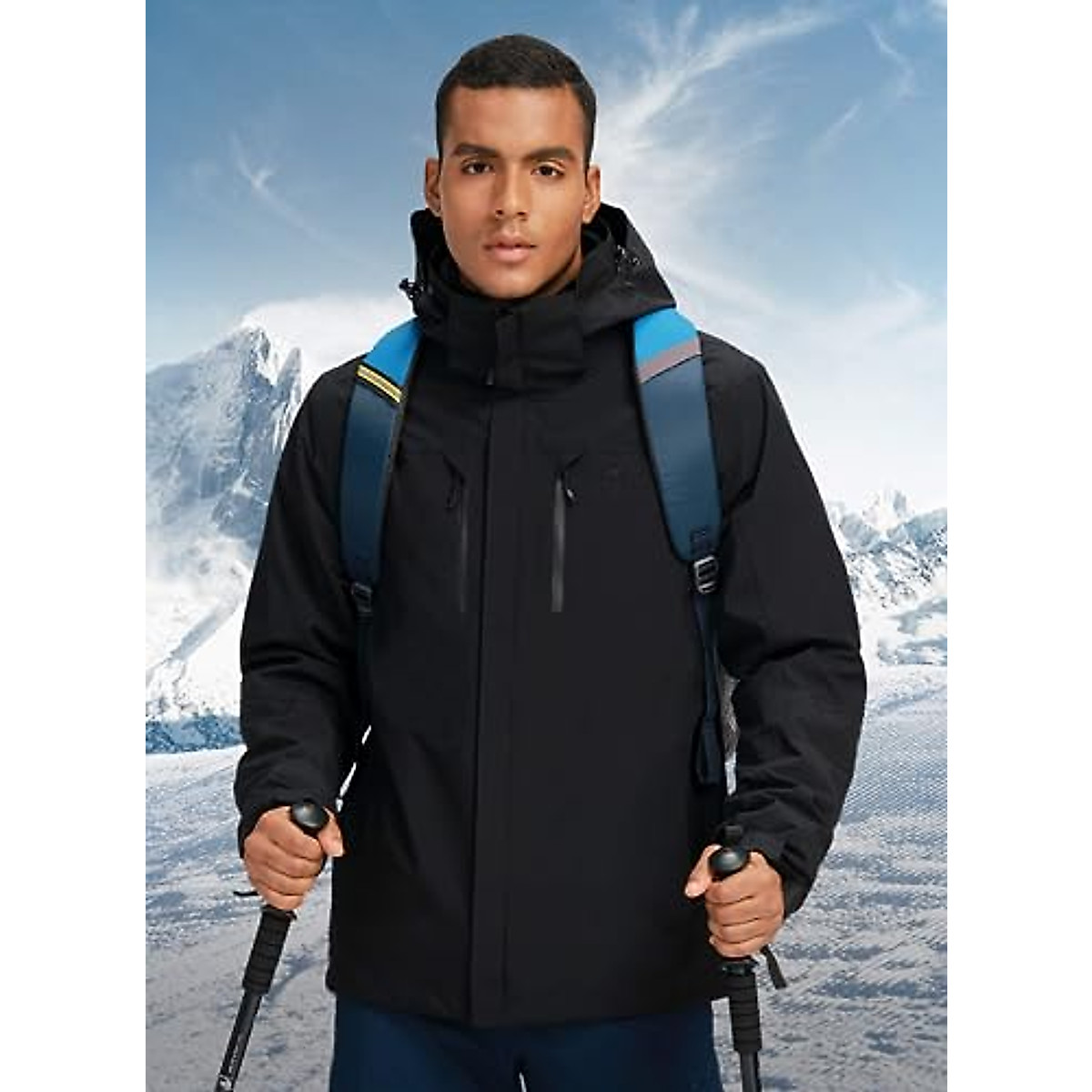 CAMEL CROWN Outdoor Jacket Men Winter Ski Jacket Windbreaker 3 in1 Hooded Rain Coat for Traveling Climbing Hiking