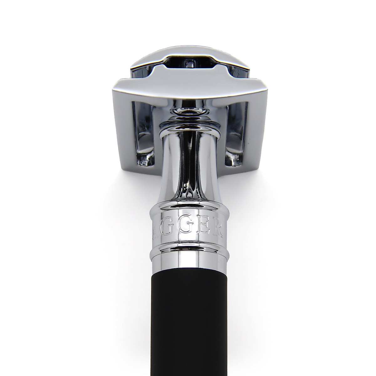 Edwin Jagger DES86RCBLAMZ Short Handled Classic Double Edge Manual Eco-Friendly and Reusable Safety Razor for Men and Women for Shaving Cream or Soap Fits All DE Razor Blades (Black Rubber Coated)