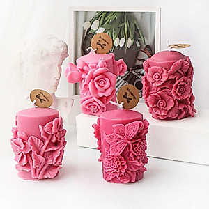 Tone Fun Relief Butterfly Love Flower Shape Candle Silicone Molds for Making Candle, Resin, Aromatherapy Candles, Handmade Wax Soap, Home Decor, Craft