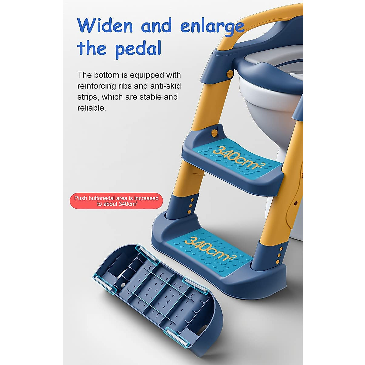 TOWRITE Foldable Toilet Training Potty Seat with Step Stool and Handles for Boys and Girls - Non-Slip Safe PU Cushion (Green)