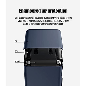 GOOSPERY for Galaxy Z Flip Case (2020) with Hinge Coverage, Luxury 360 Protection TPU Bumper Soft Feeling Hard PC Back Dual Layer Cover - Navy Blue