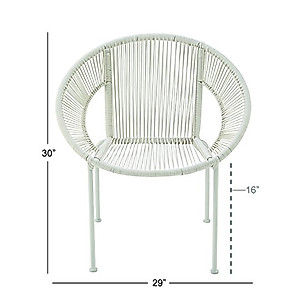 Deco 79 Plastic Rattan Outdoor Chair, 29" x 23" x 30", White