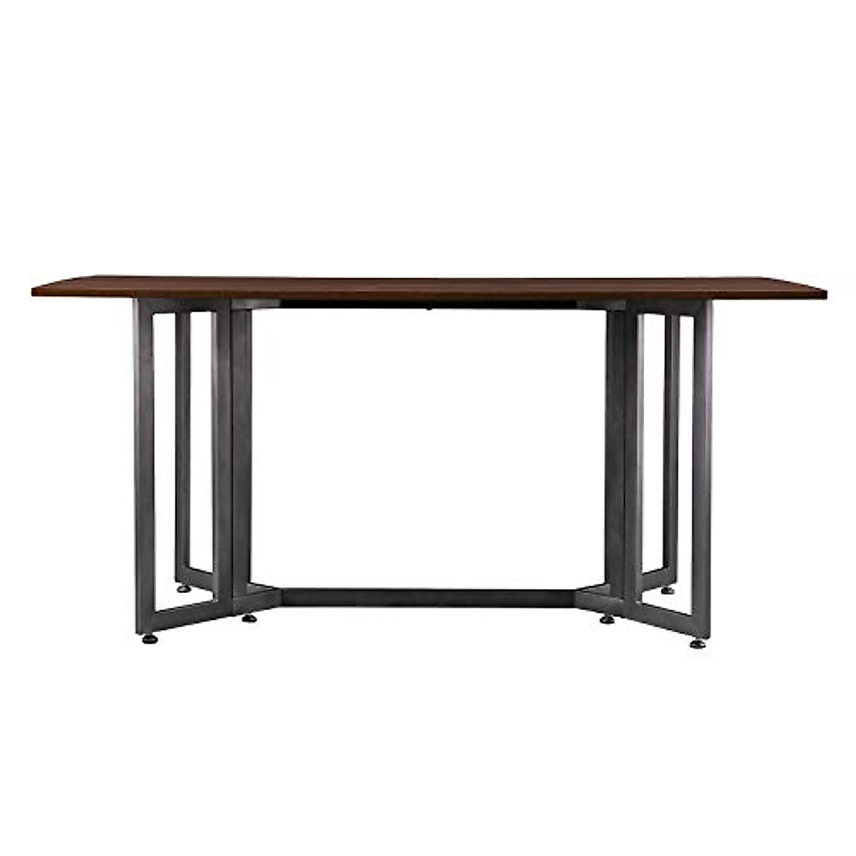 SEI Furniture Driness Drop Leaf Console to Dining Convertible Table, Dark Tobacco, Gunmetal Gray