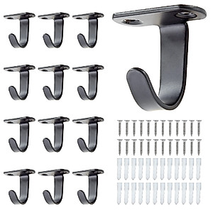 Unlorspy 12PCS Stainless Steel Under-Shelf Coat Hook with Screws Mount Ceiling Hooks Top Mount Hooks Towel/Robe Clothes Hook for Bathroom Kitchen Cabinet (Black)