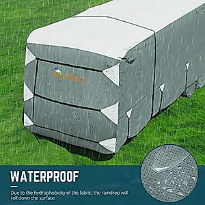 KING BIRD Upgraded Class C RV Cover, Extra-Thick 5 Layers Anti-UV Top Panel, Durable Camper Cover, Fits 29'- 32' Motorhome -Breathable, Watertight, Rip-Stop with 2Pcs Extra Straps & 4 Tire Covers