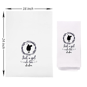 NEGIGA Just A Girl Who Loves Chicken Dish Cloths Towels 24x16 Inch,Farmhouse Chicken Silhouette Decor Decorative Dish Hand Towels for Kitchen Bathroom,Chicken Towels for Kitchen,Chicken Lover Gifts