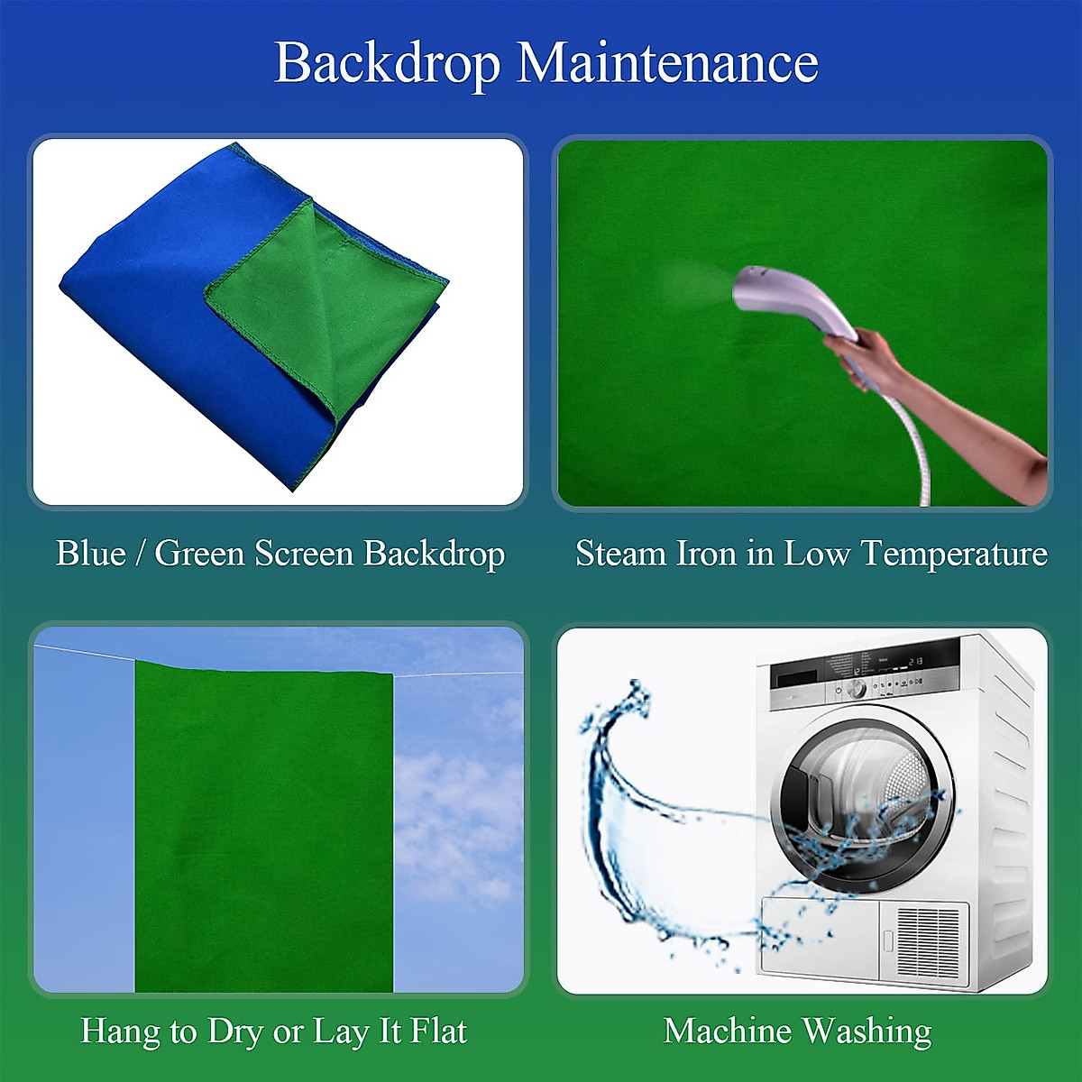 KUKUSOUL 10x10ft Blue Green Screen Backdrop Blue Photo Backdrop for Photoshoot Background Double Sided Green Screen and Blue Screen Gaming and Live Streaming KUSKX006