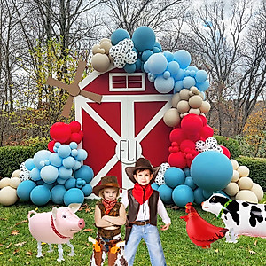 Cow Balloon Garland Arch Kit Western Cowboy blue red Farm animal print Balloons Farm theme birthday for Boy party my first rodeo party decorations