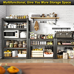 REIBII 3000LBS Garage Shelving Units and Storage Shelves Heavy Duty Garage Storage Shelves Adjustable 5 Tier Metal Shelves for Storage Rack Closet Kitchen Pantry Shelves, 60''H X 24.5''W X 16.5''D