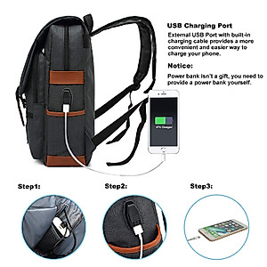 FEWOFJ Professional Laptop Backpack, Women Vintage College School Bookbag - Black